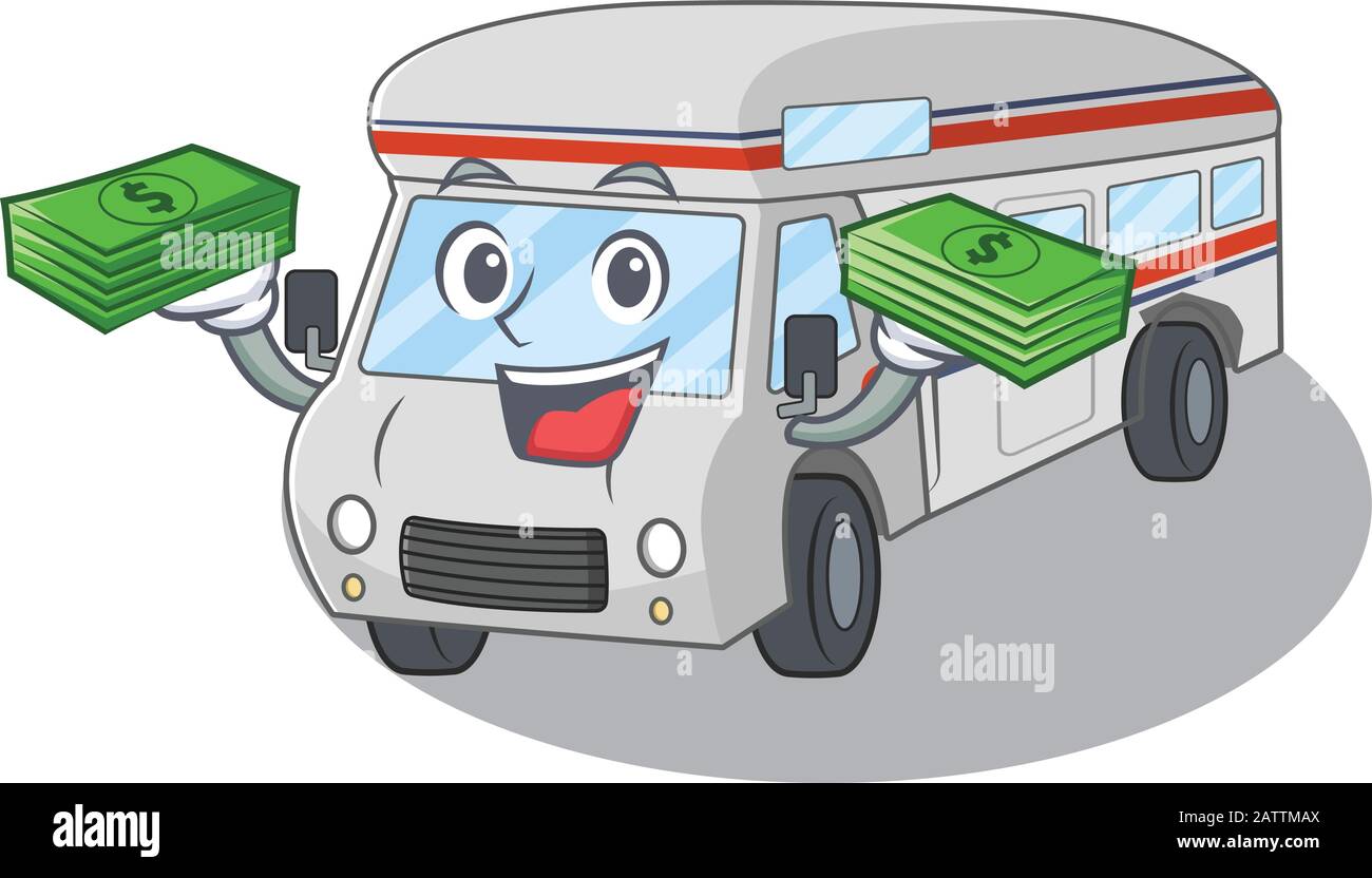 cool rich campervan character having money on hands Stock Vector Image ...