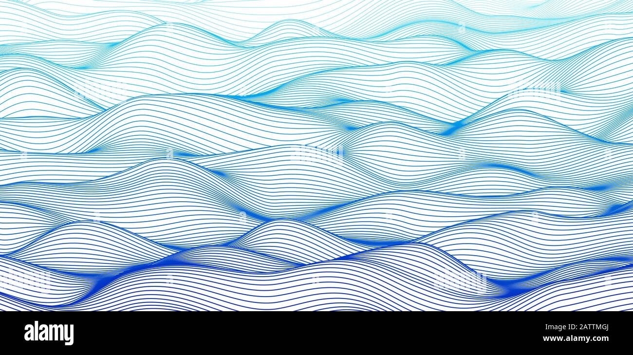 Curve line line water waves pattern. Abstract background, blue colored ...
