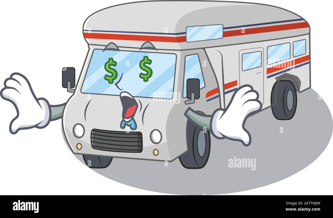 Happy rich campervan cartoon character with Money eye Stock Vector ...