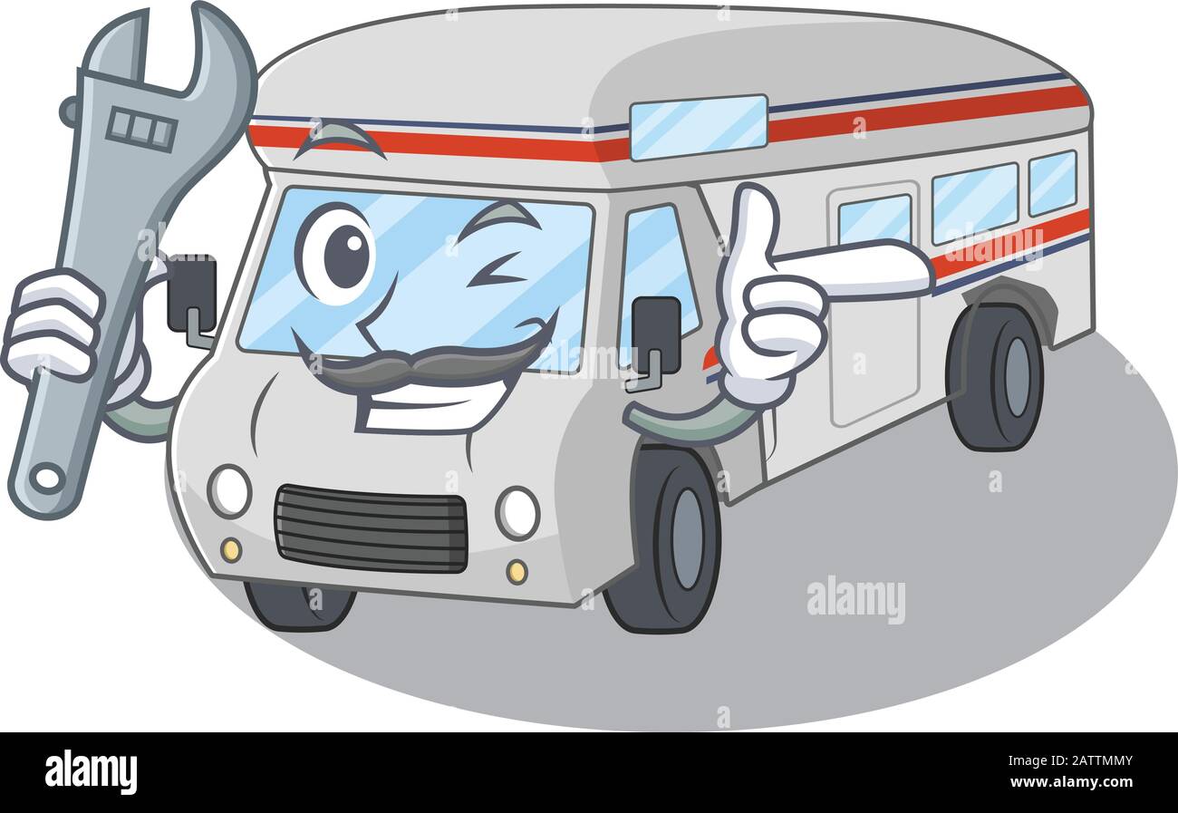 Smart Mechanic campervan in cartoon character design Stock Vector Image ...