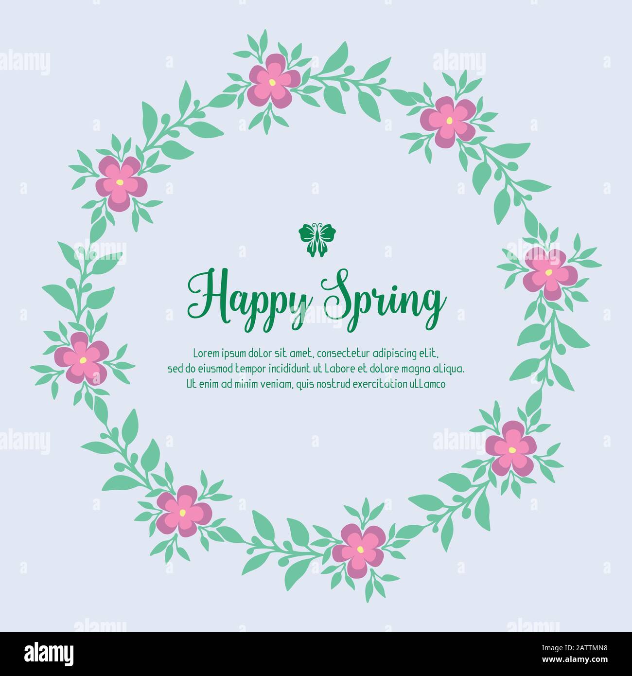 Decoration of leaf and floral frame, for happy spring invitation card ...