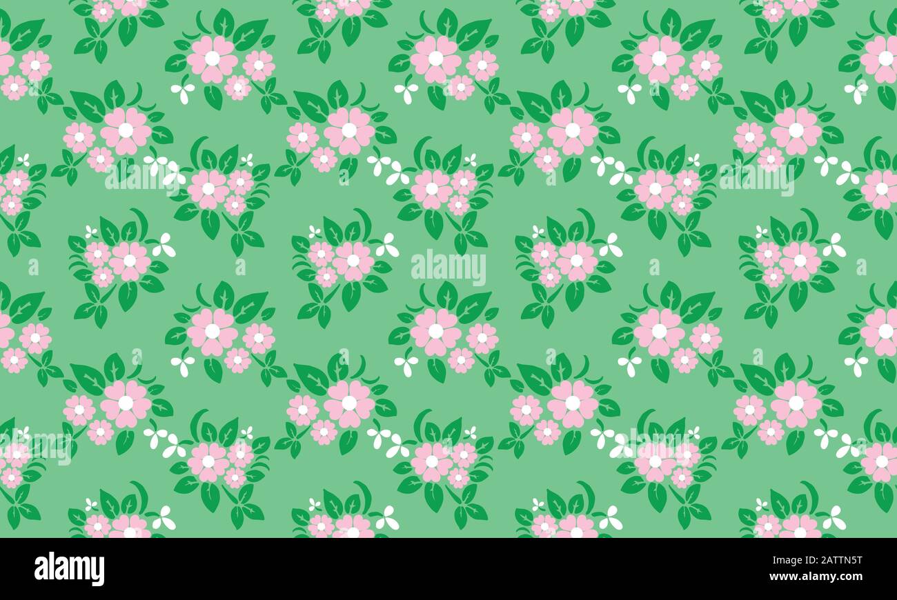 Spring floral pattern background with beautiful leaf and flower design ...