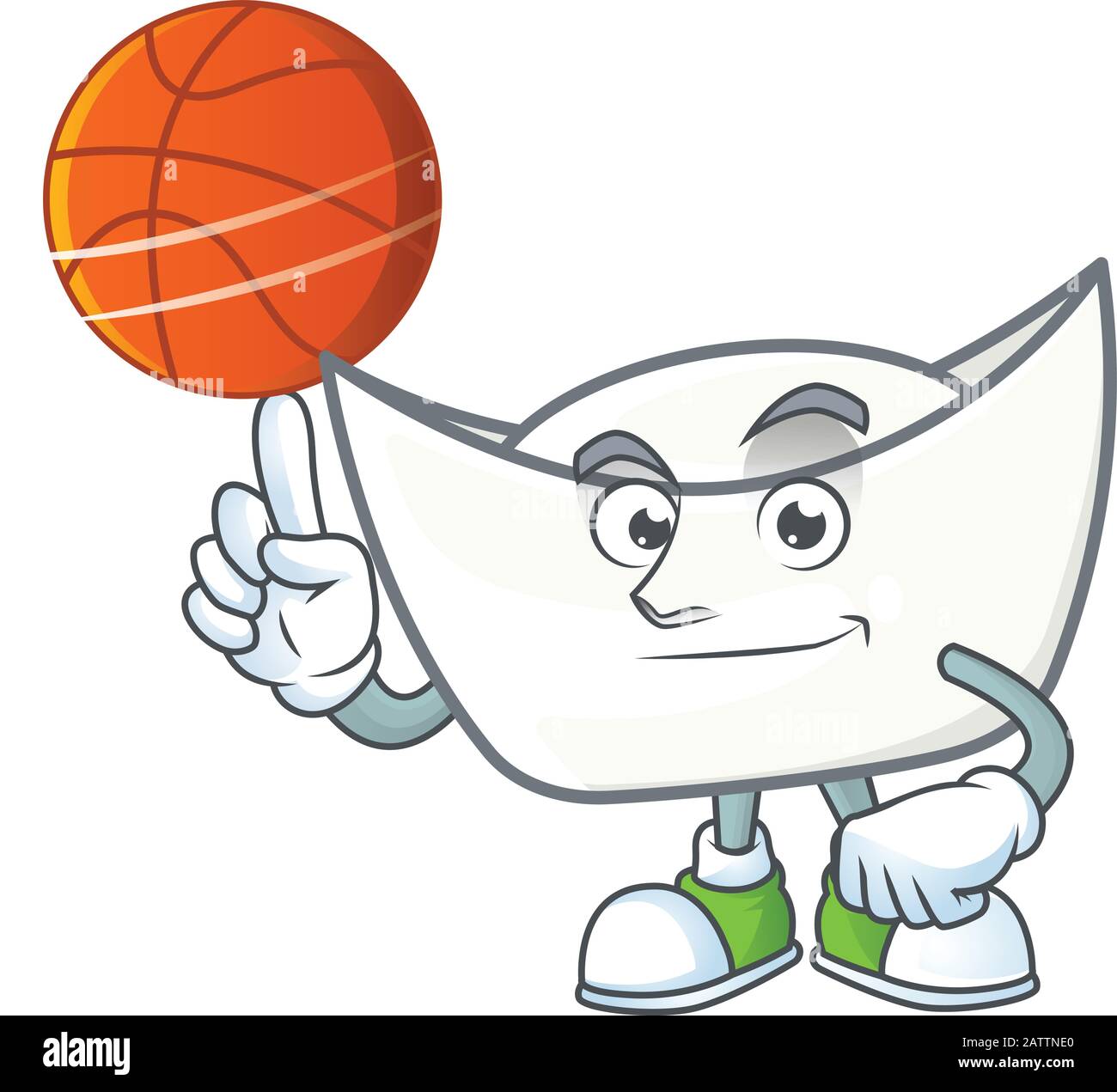 a strong chinese white ingot cartoon character with a basketball Stock ...