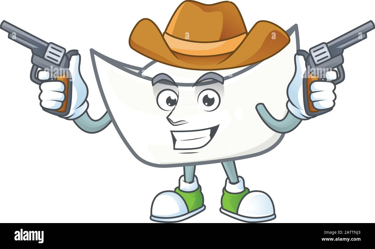 The brave of chinese white ingot Cowboy cartoon character holding guns ...