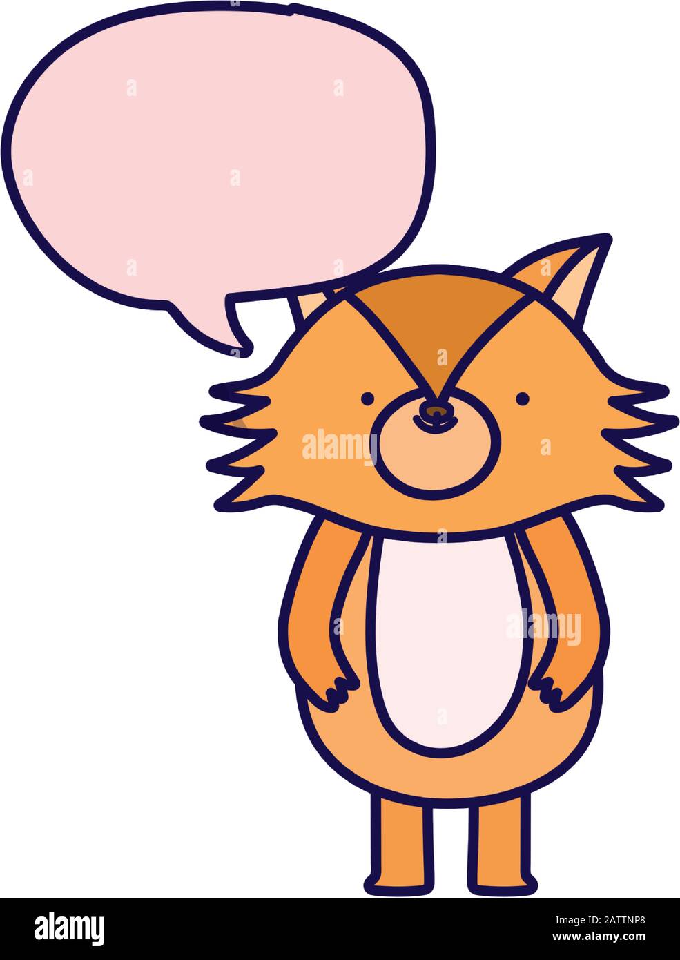 cute fox speech bubble cartoon on white background vector illustration ...