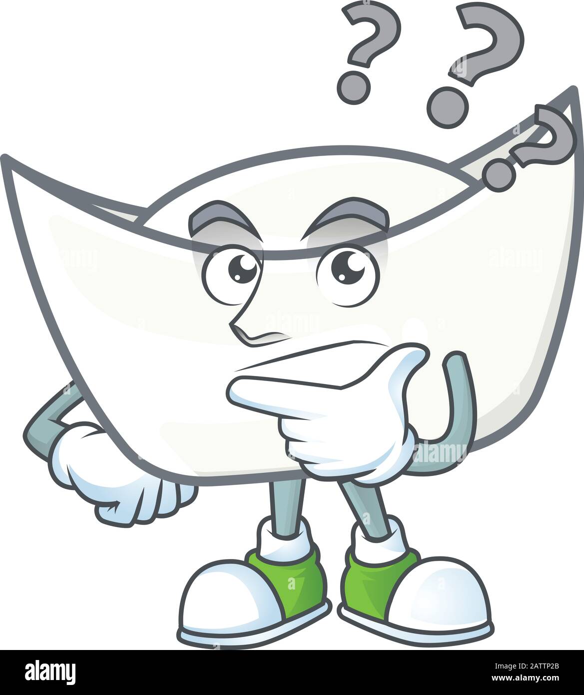 Chinese white ingot cartoon mascot style in a confuse gesture Stock ...