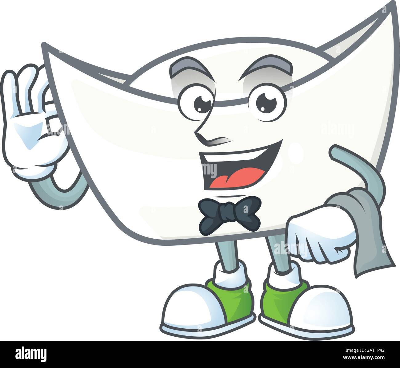 A chinese white ingot cartoon mascot working as a Waiter Stock Vector ...