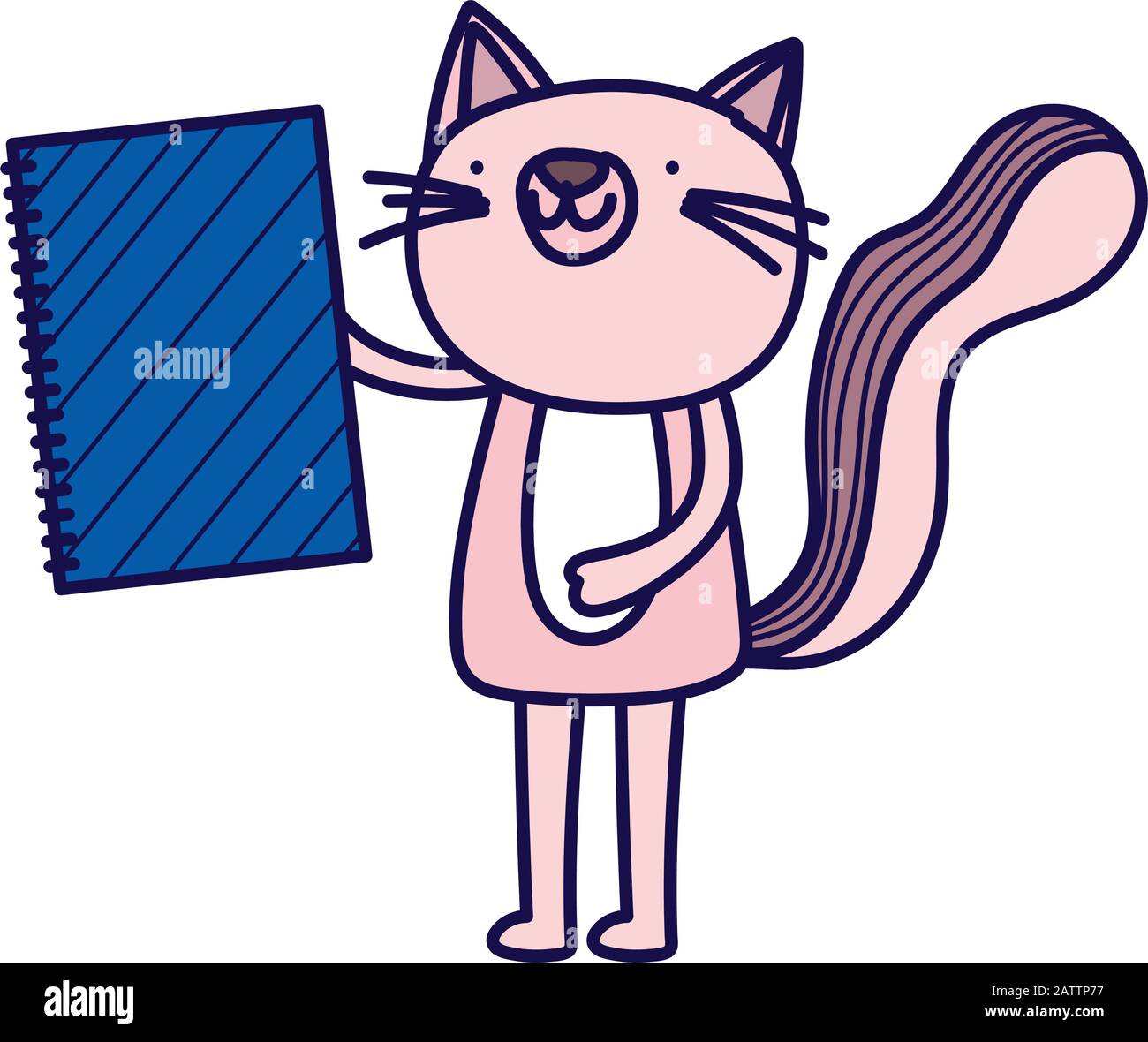 back to school education cat with notebook cartoon vector illustration ...