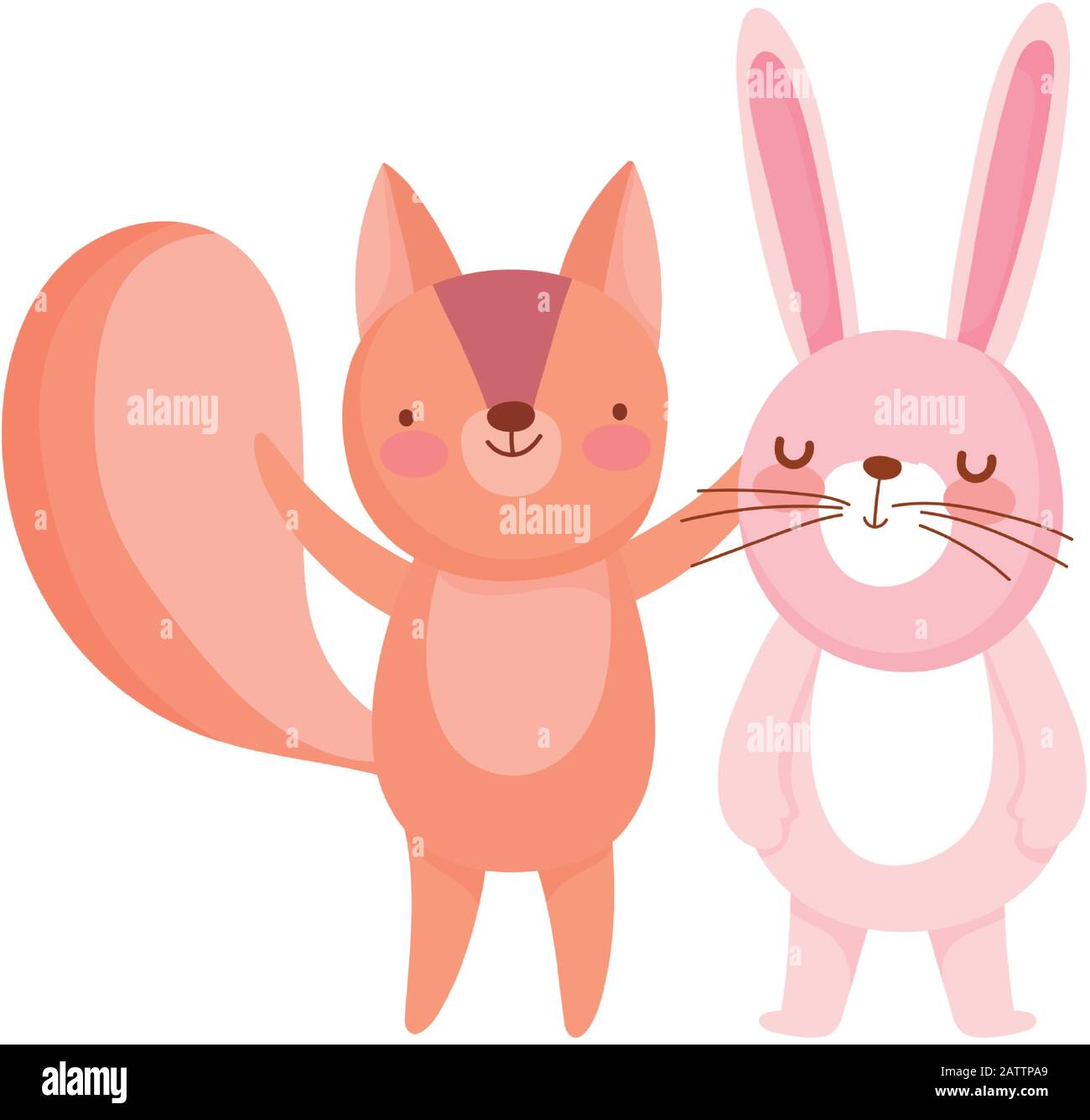 little rabbit and squirrel cartoon character on white background vector ...