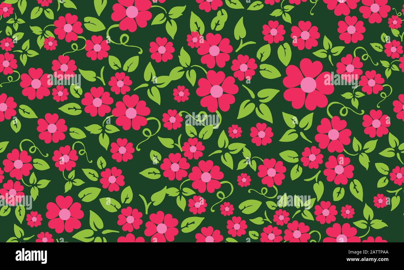 Cute template for spring, with seamless leaf and flower pattern ...