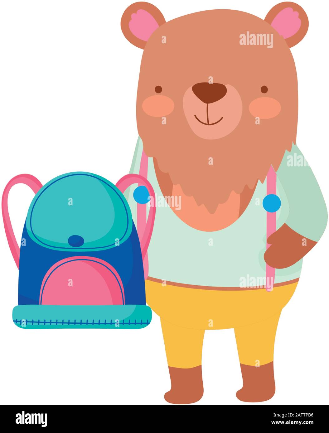 back to school education cute bear with backpack and clothes vector ...