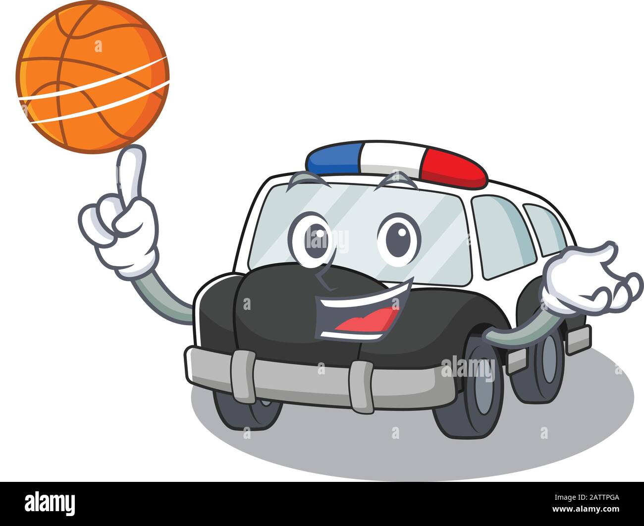 A mascot picture of police car cartoon character playing basketball ...
