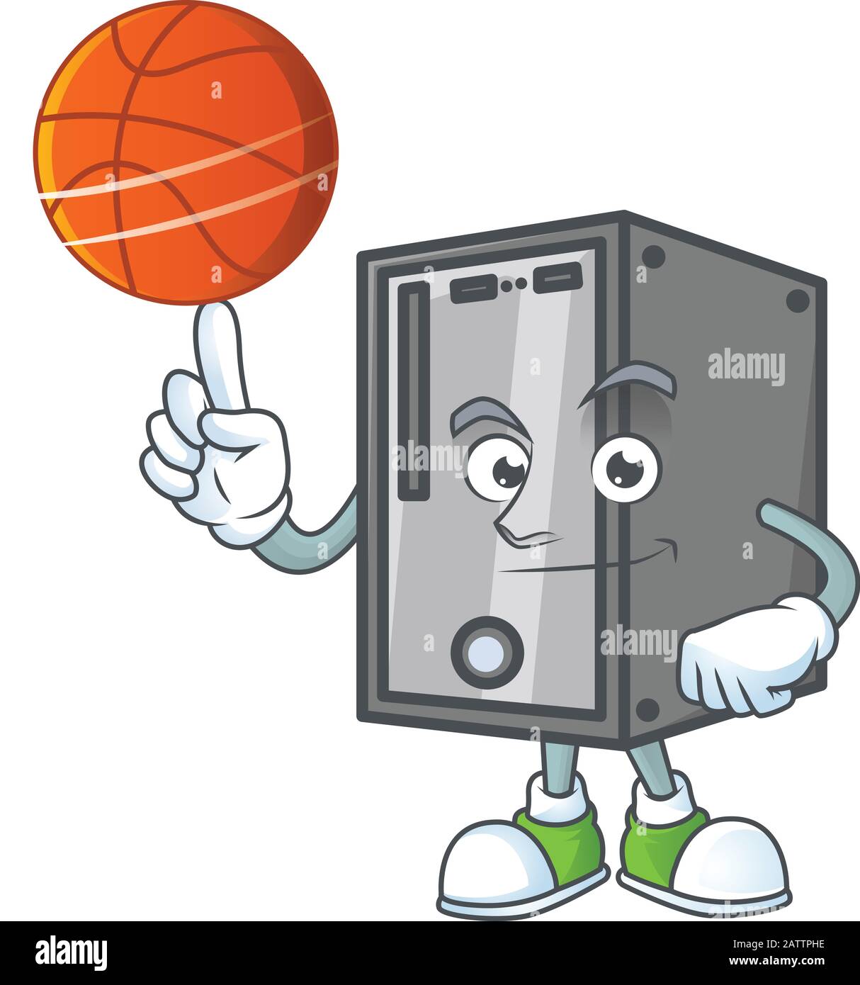 a strong CPU cartoon character with a basketball Stock Vector Image ...