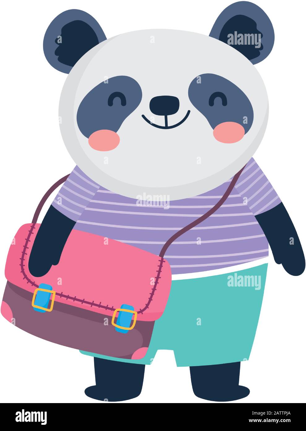 back to school education cute little panda with schoolbag vector ...