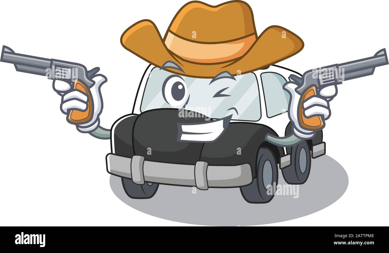 Police Car Cowboy cartoon concept having guns Stock Vector Image & Art ...