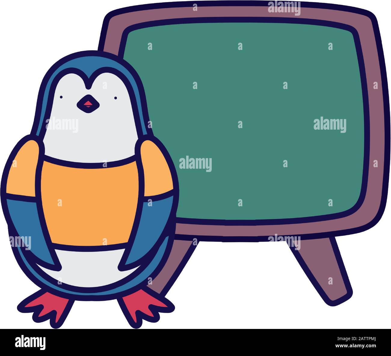 back to school education cute penguin with shirt and chalkboard vector ...