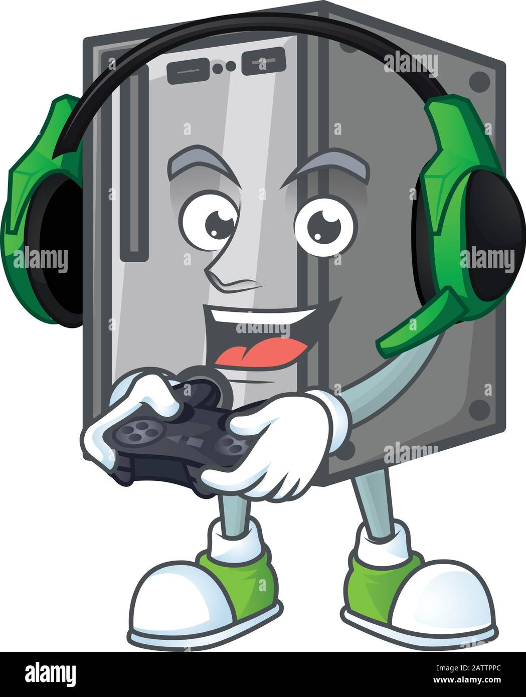 CPU cartoon picture play a game with headphone and controller Stock ...