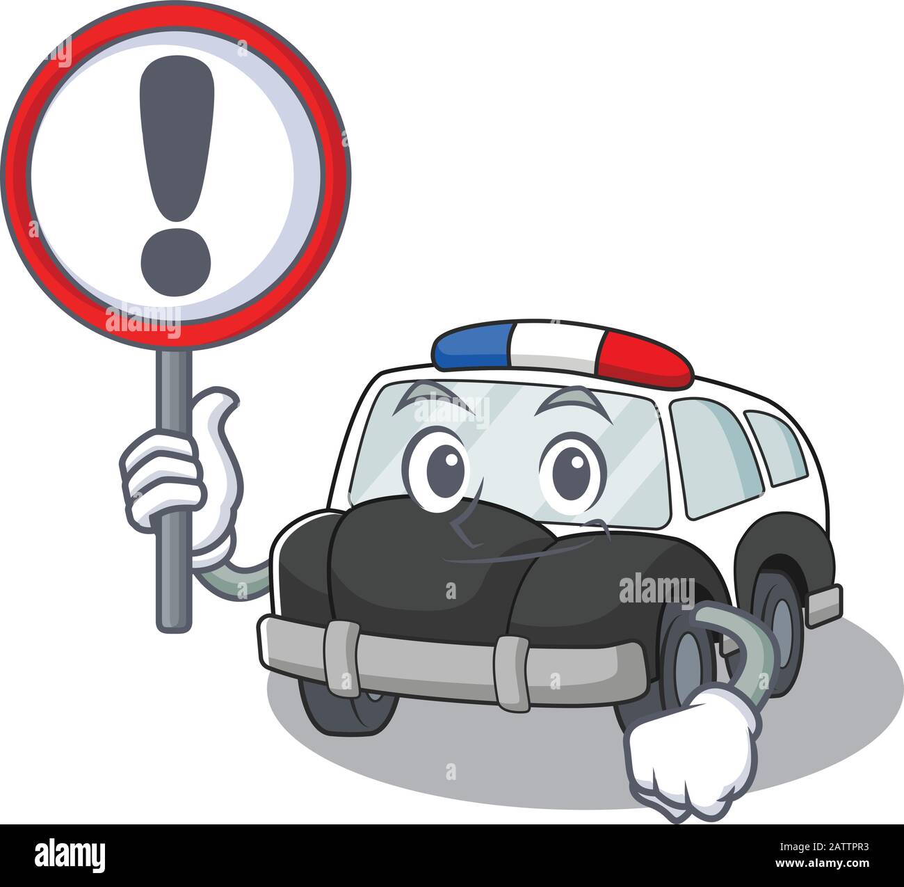 cute mascot character style of police car raised up a sign Stock Vector ...