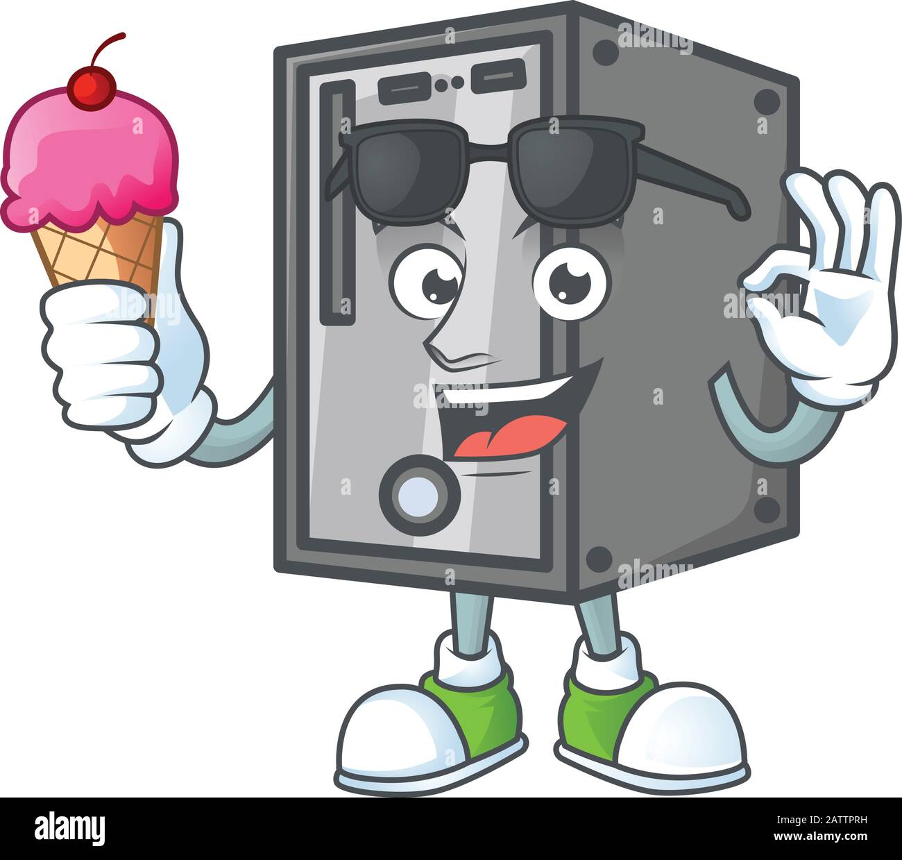 CPU mascot cartoon style eating an ice cream Stock Vector Image & Art ...