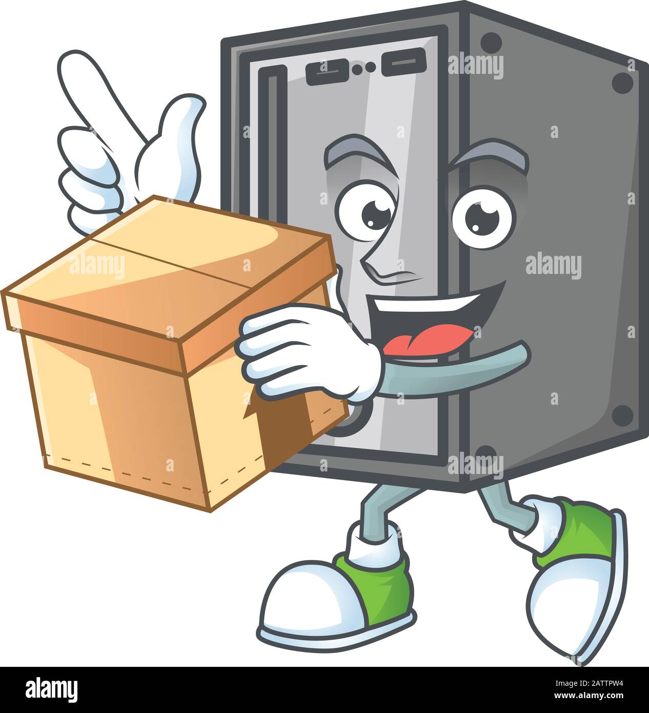 A charming CPU mascot design style having a box Stock Vector Image ...