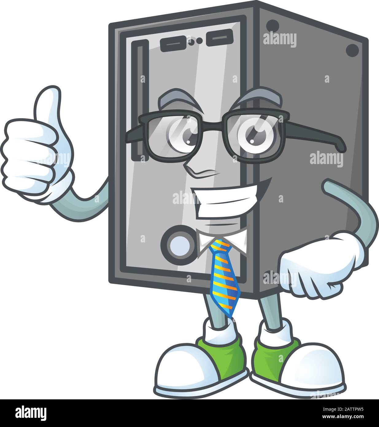 CPU cartoon character successful Businessman wearing glasses Stock ...