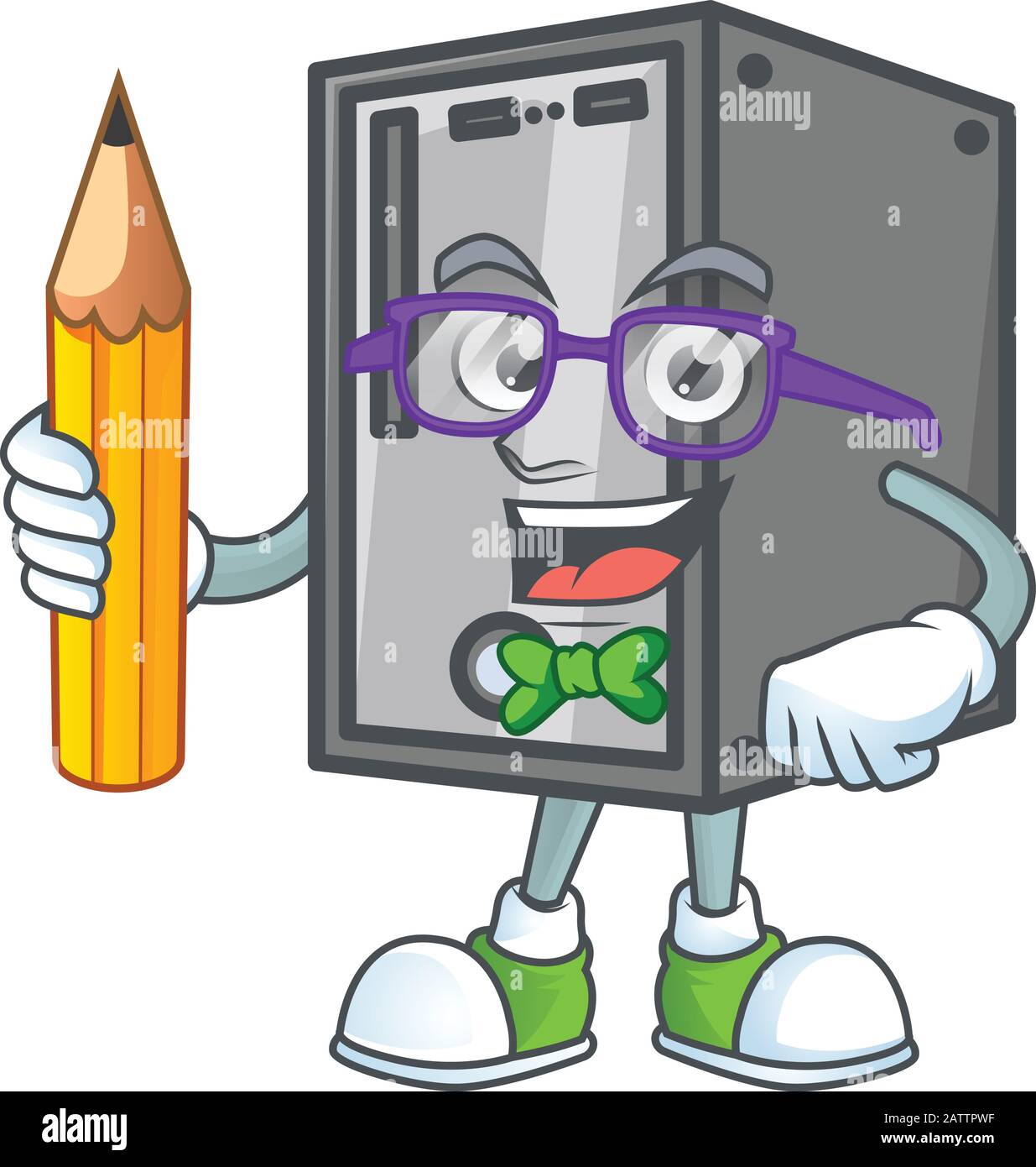 A mascot icon of Student CPU character holding pencil Stock Vector ...
