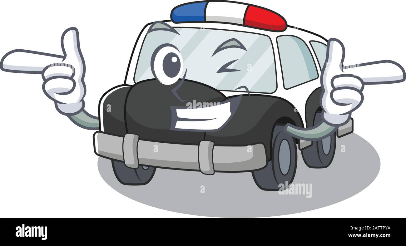 Cute mascot cartoon design of police car with Wink eye Stock Vector ...