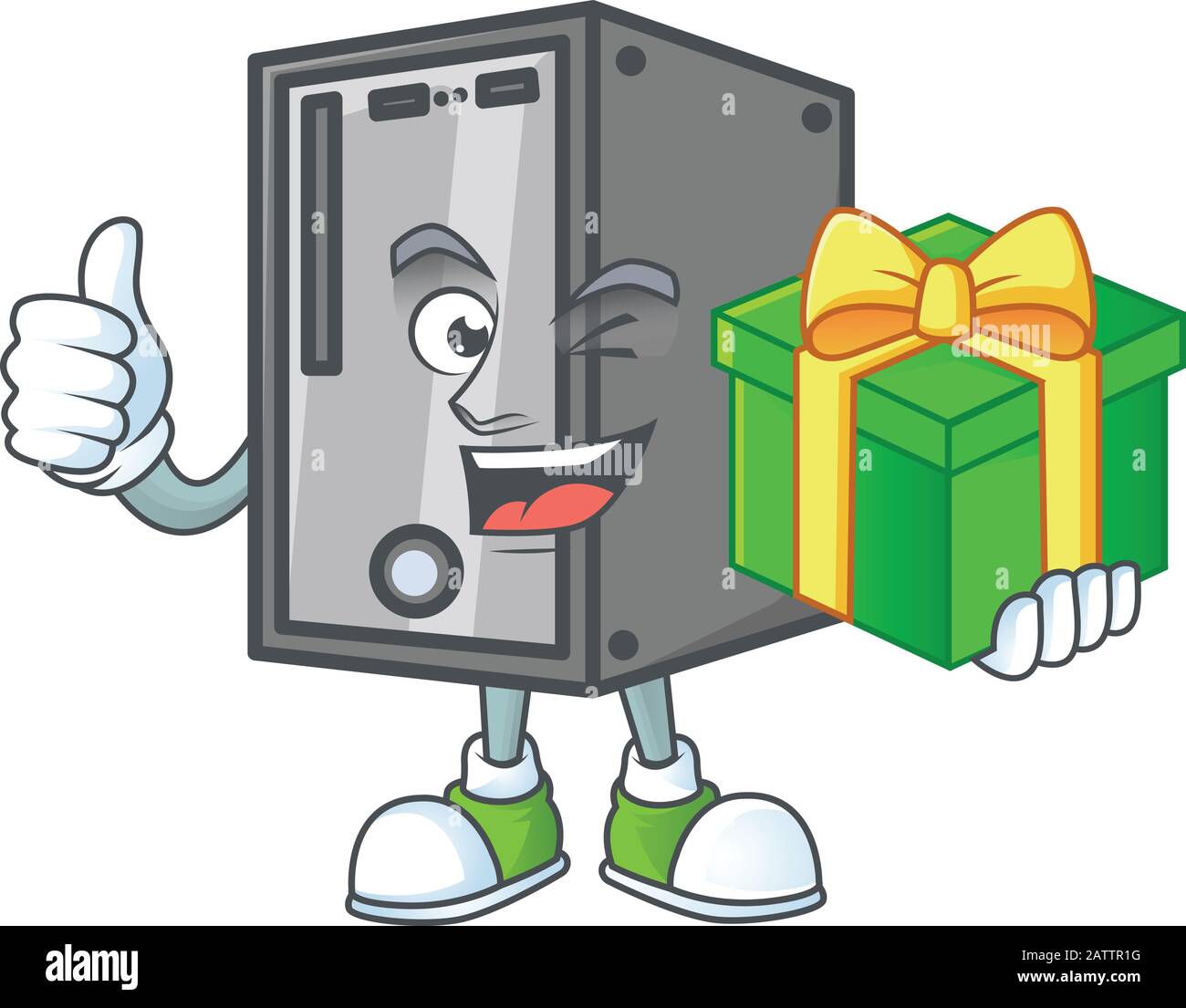 Cute CPU character holding a gift box Stock Vector Image & Art - Alamy