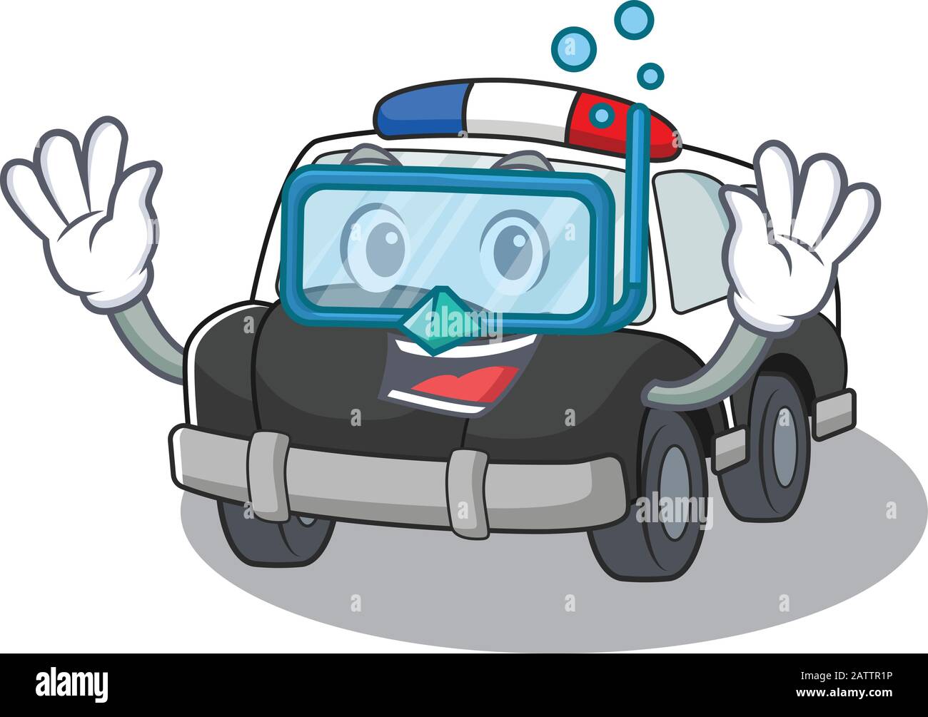 cartoon character of police car wearing Diving glasses Stock Vector ...