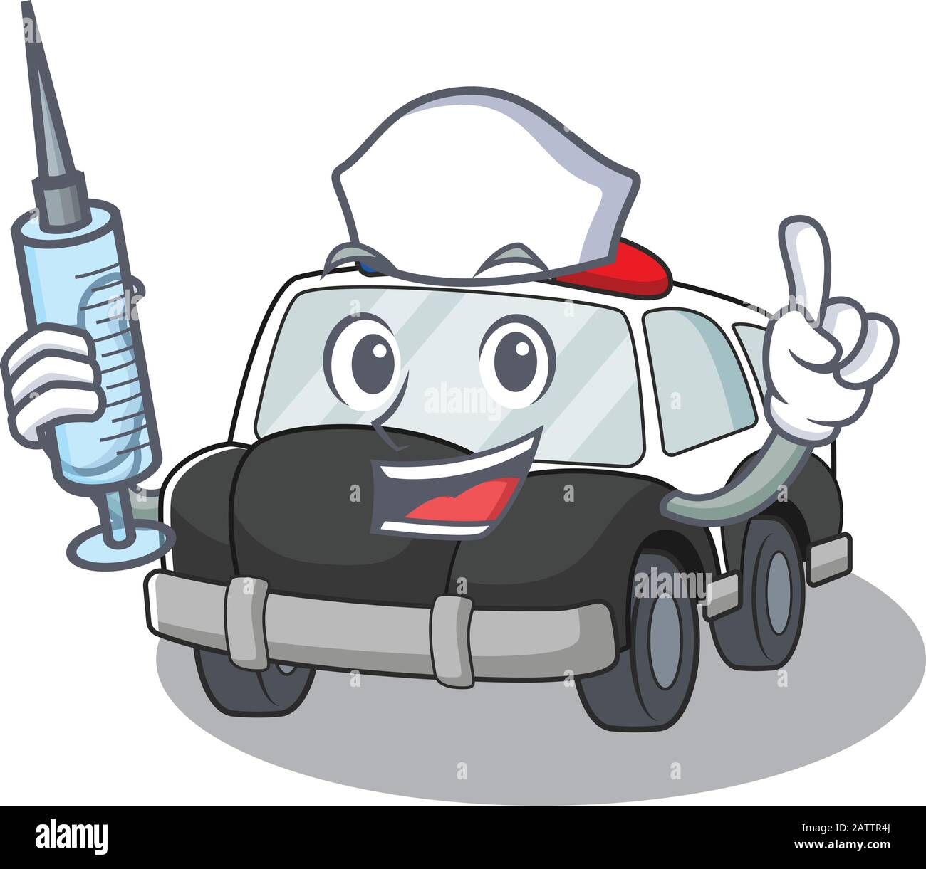 A police car hospitable Nurse character with a syringe Stock Vector ...