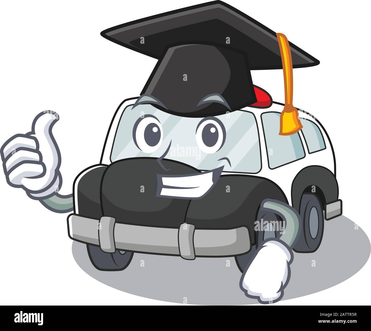 happy and proud of police car wearing a black Graduation hat Stock ...
