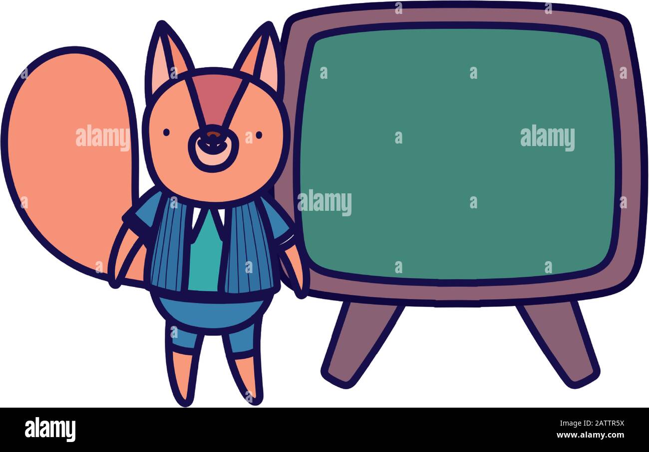 back to school education squirrel with uniform and chalkboard vector ...