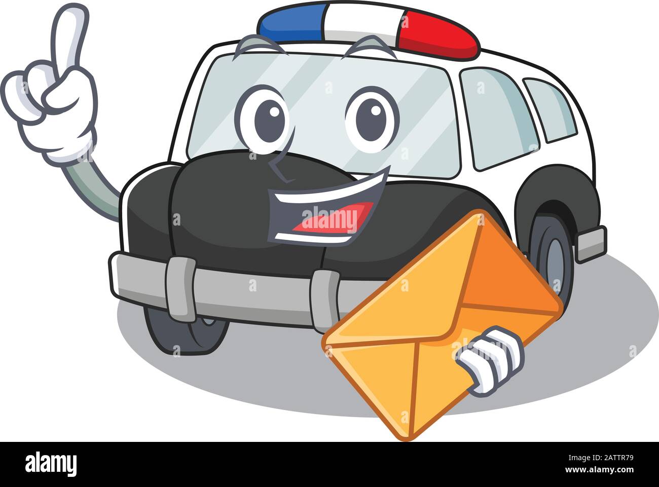 Happy face police car mascot design with envelope Stock Vector Image ...