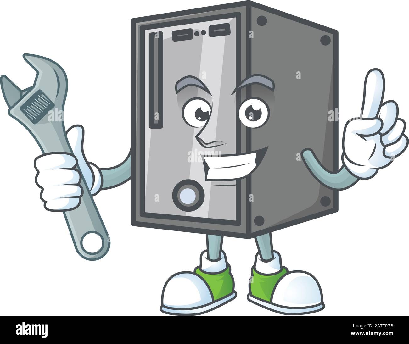 happily Mechanic CPU cartoon character design style Stock Vector Image ...