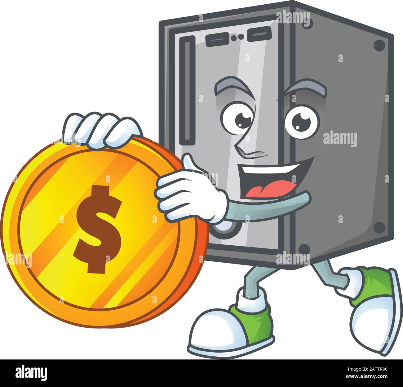 an elegant CPU mascot cartoon design with gold coin Stock Vector Image ...