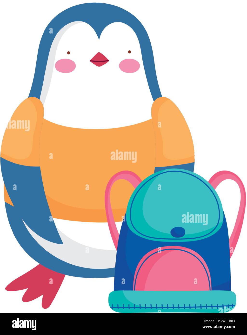 back to school education cute penguin with shirt and backpack vector ...
