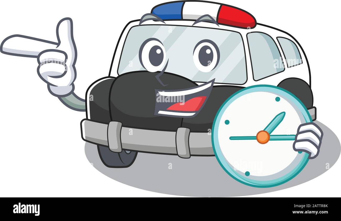 cartoon character concept police car having clock Stock Vector Image ...
