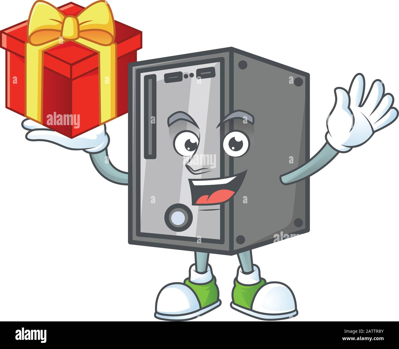 cartoon character of CPU with a box of gift Stock Vector Image & Art ...