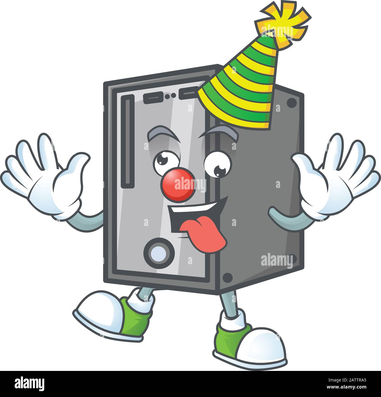Cute and funny Clown CPU cartoon character mascot style Stock Vector ...