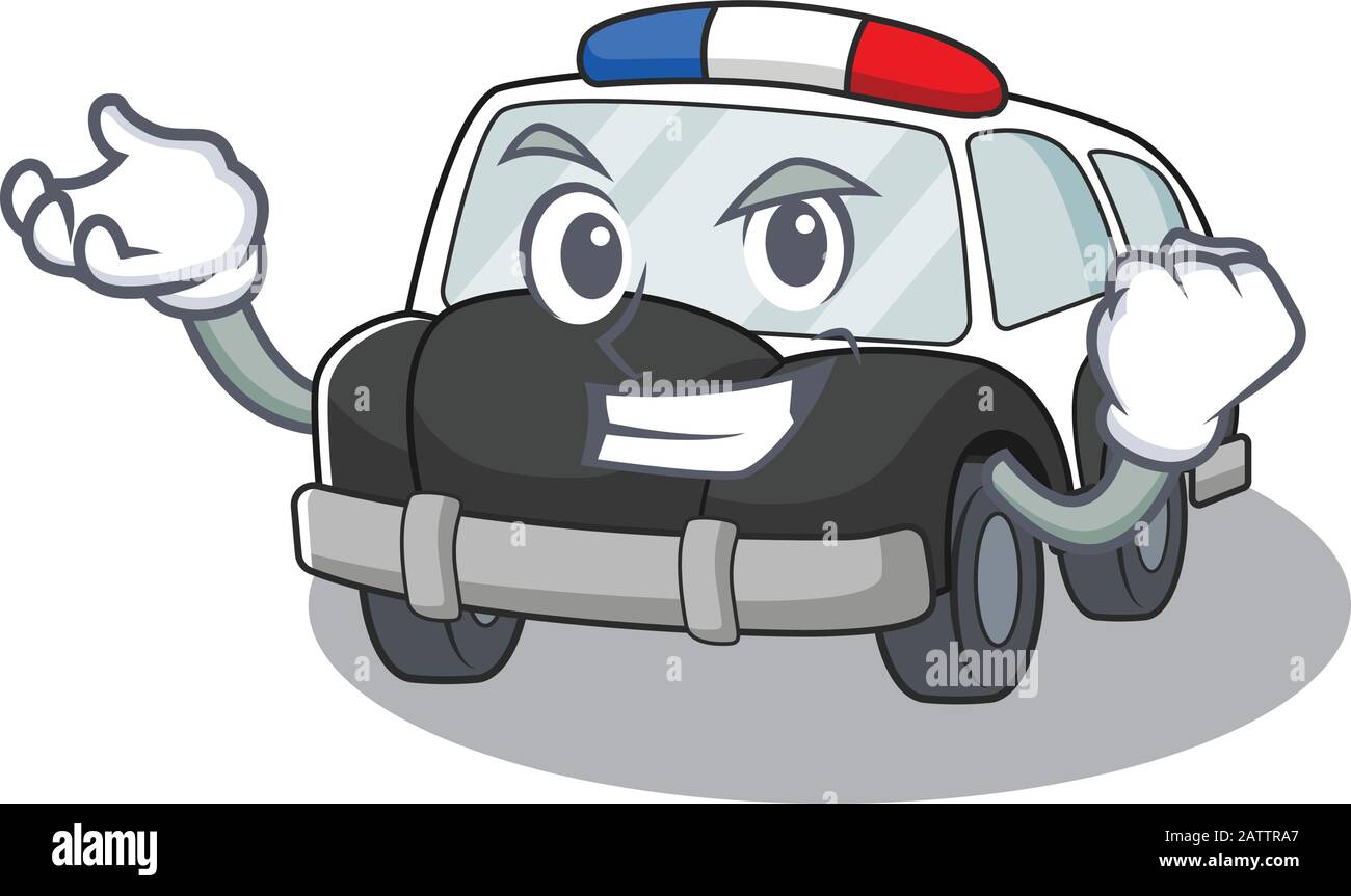 cool confident Successful police car cartoon character style Stock ...