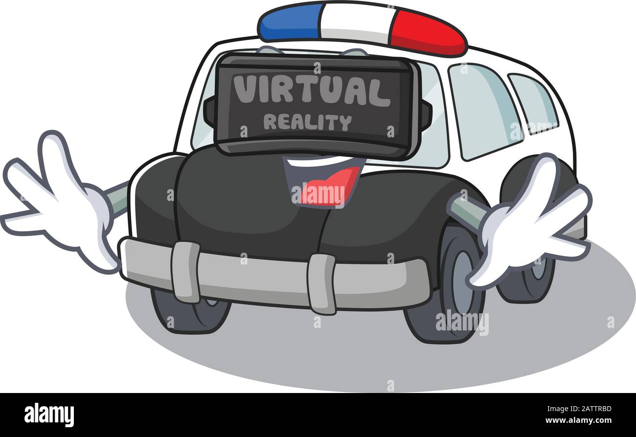 A Picture of police car character wearing Virtual reality headset Stock ...