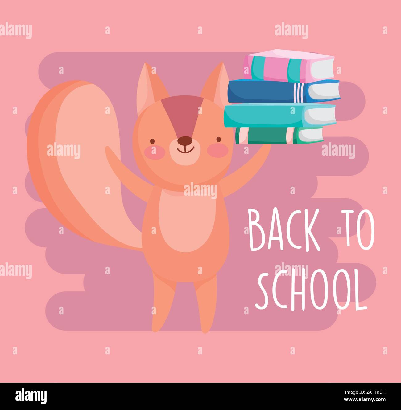 back to school education cute squirrel with stacked of books vector ...