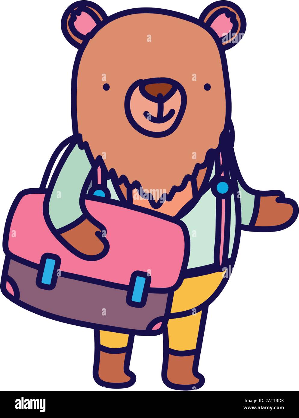 back to school education cute bear with bag and clothes vector ...