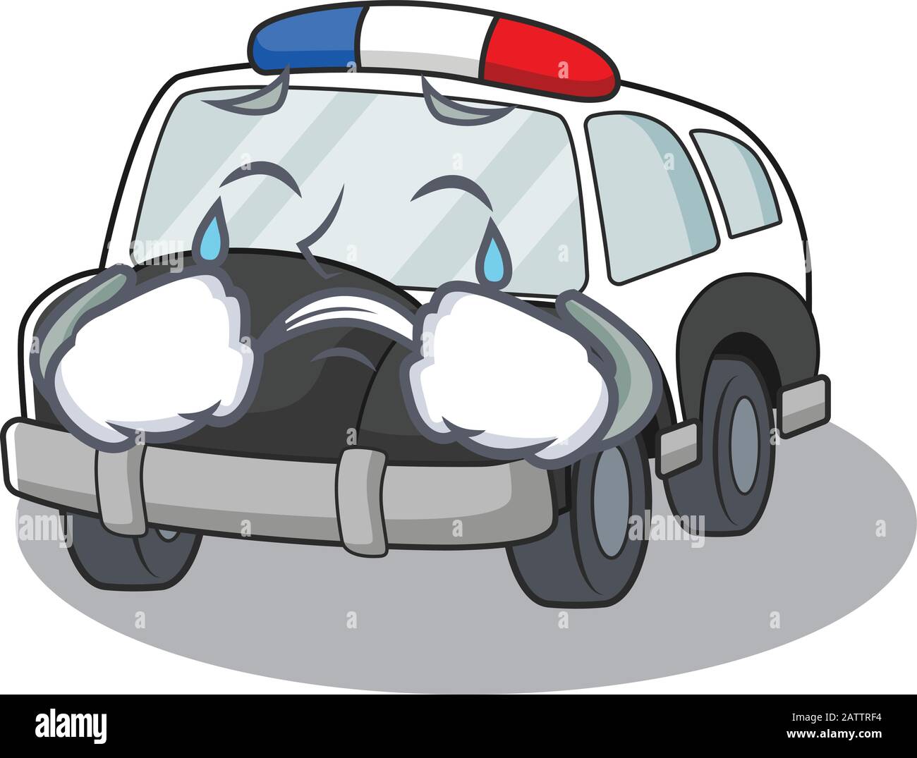 Police Car cartoon character concept with a sad face Stock Vector Image ...