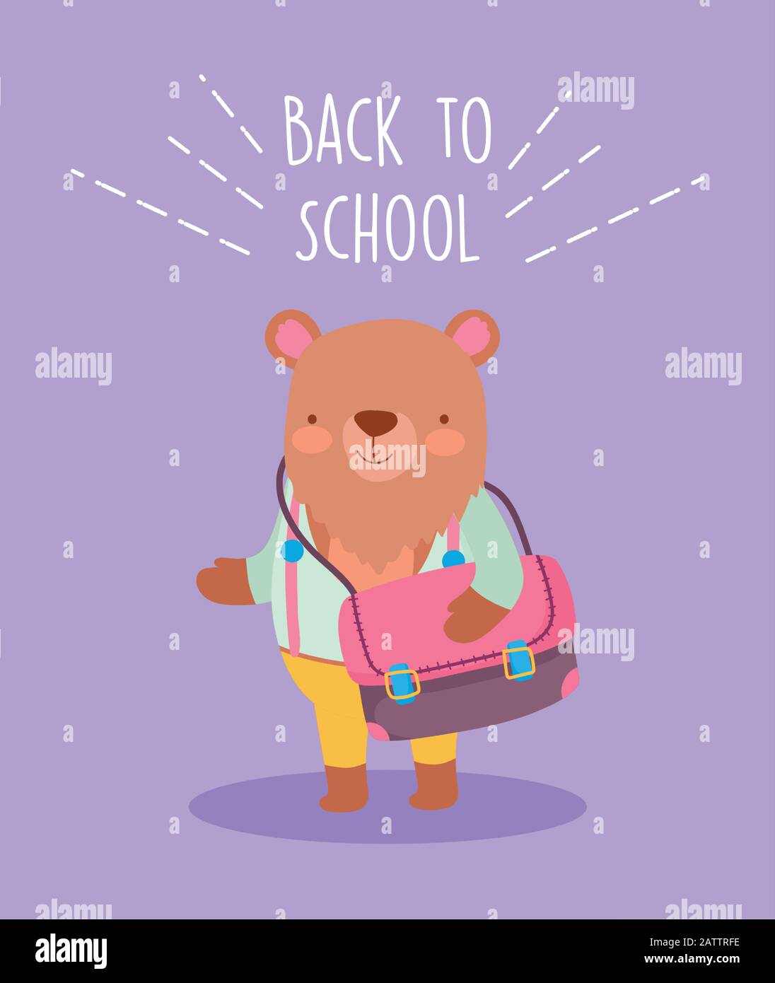 back to school education cute bear with bag and clothes vector ...