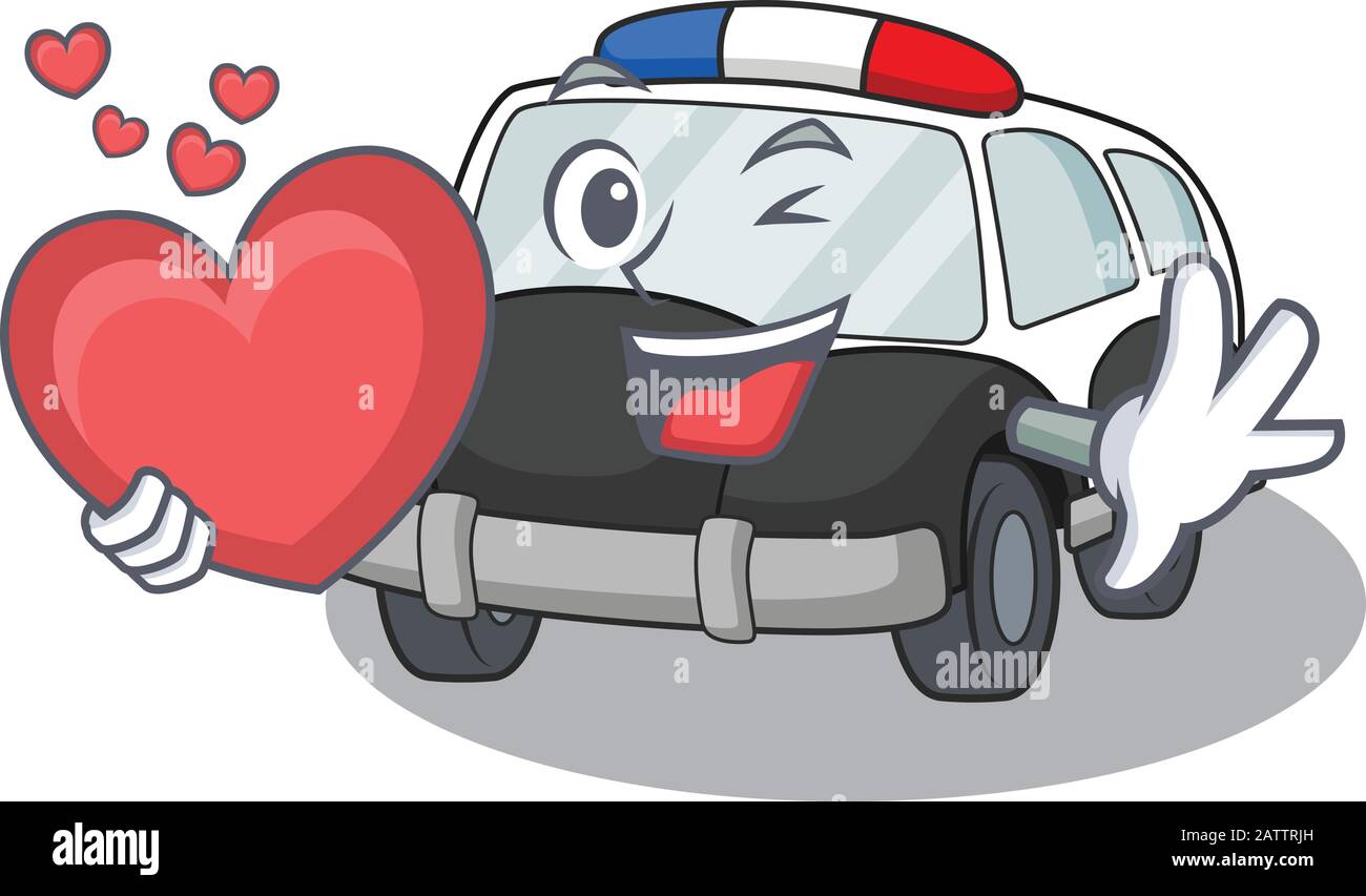 Romantic police car cartoon picture holding a heart Stock Vector Image ...