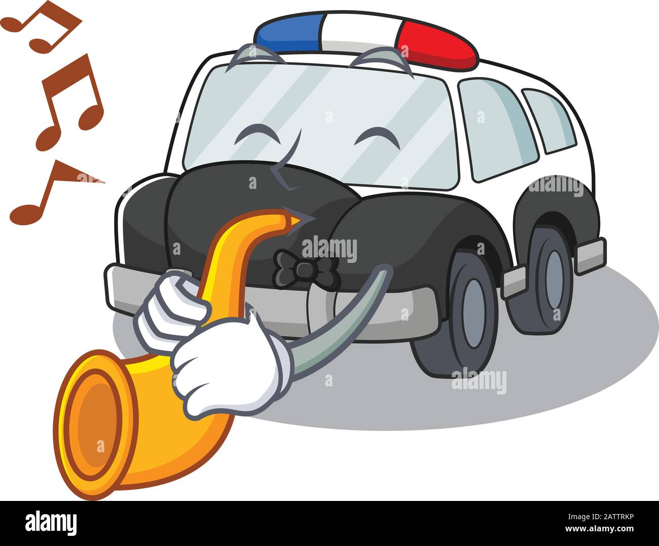 mascot design concept of police car playing a trumpet Stock Vector ...