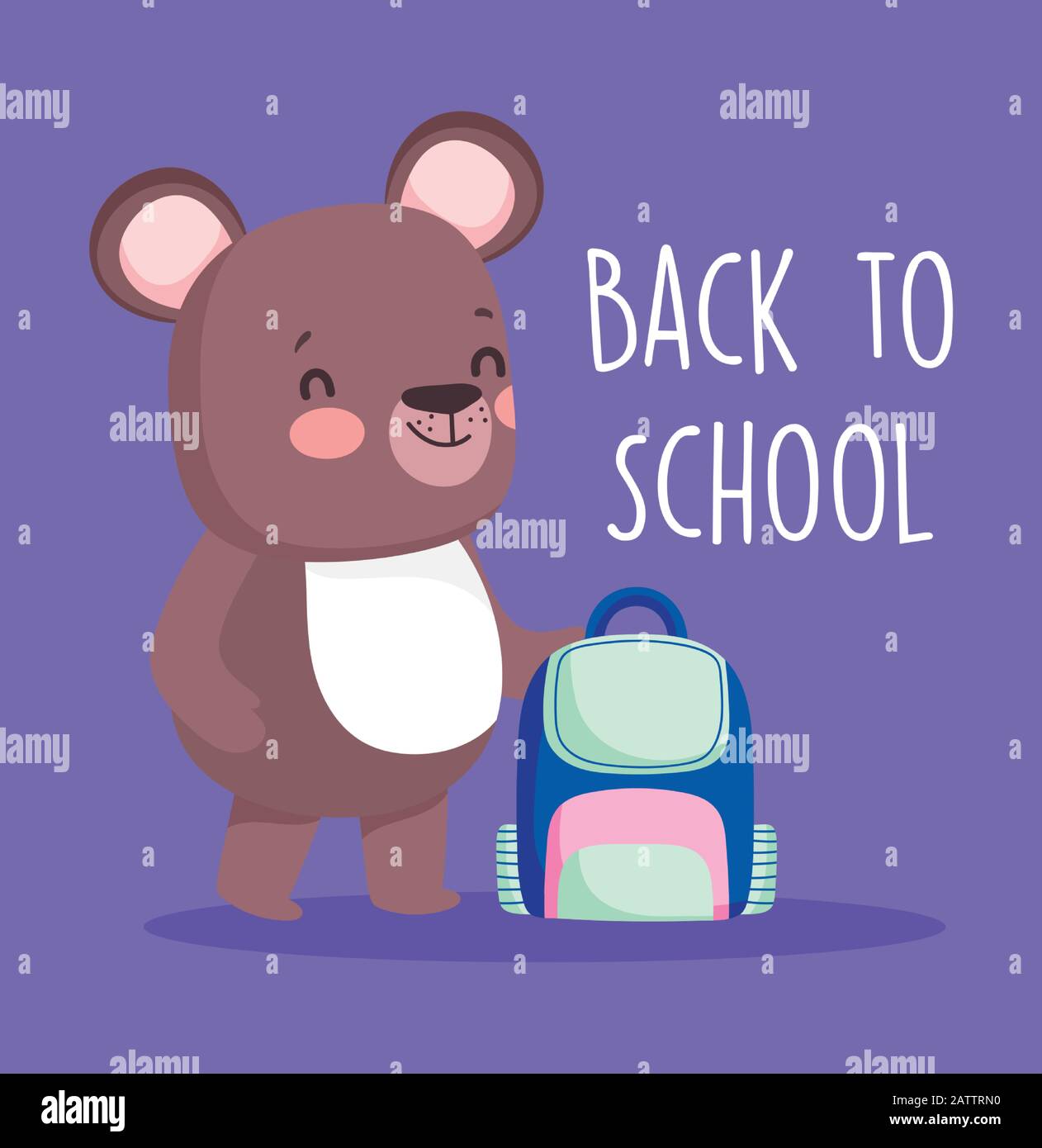 back to school education cute little bear with backpack vector ...