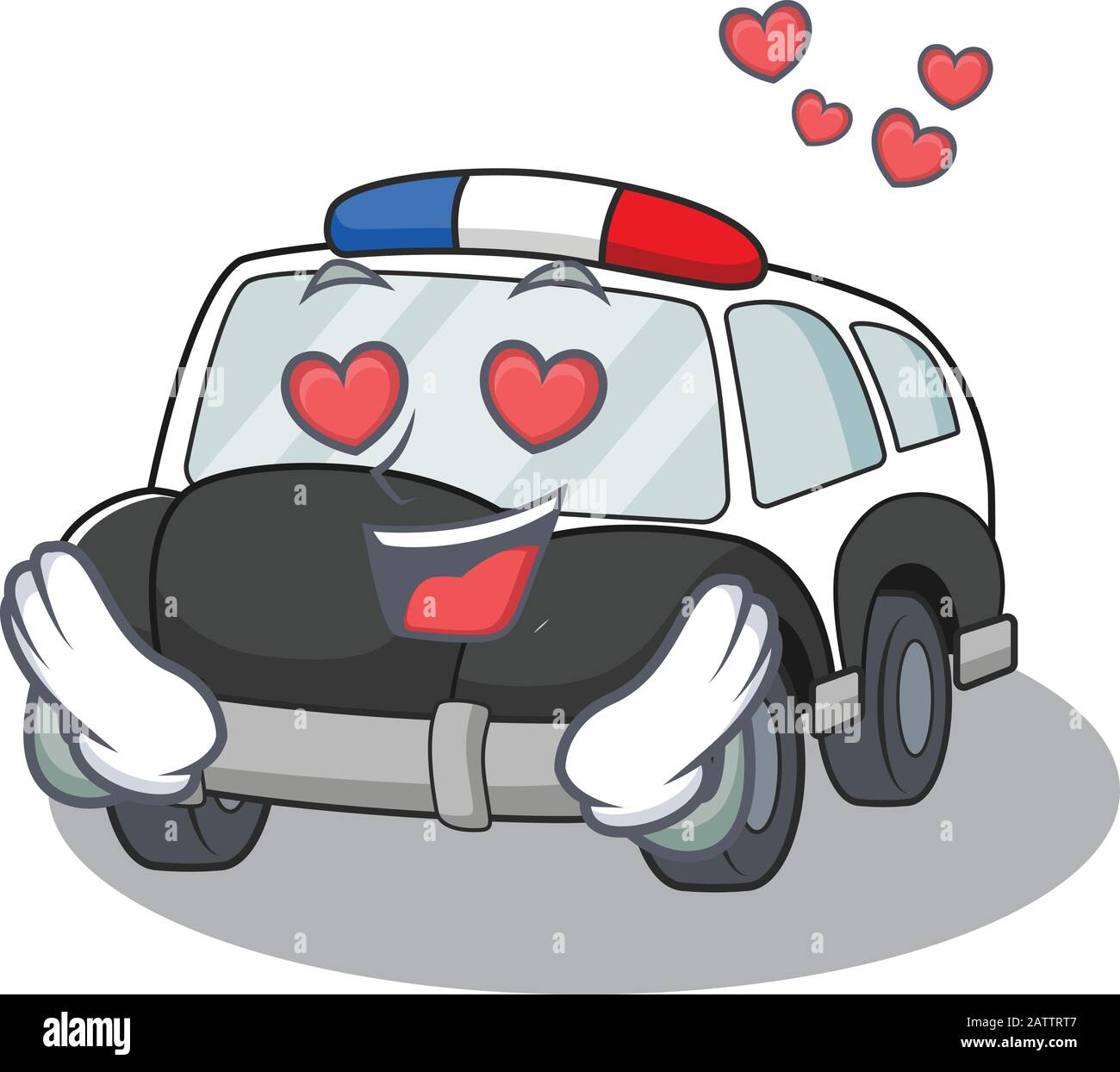 Romantic falling in love police car cartoon character concept Stock ...