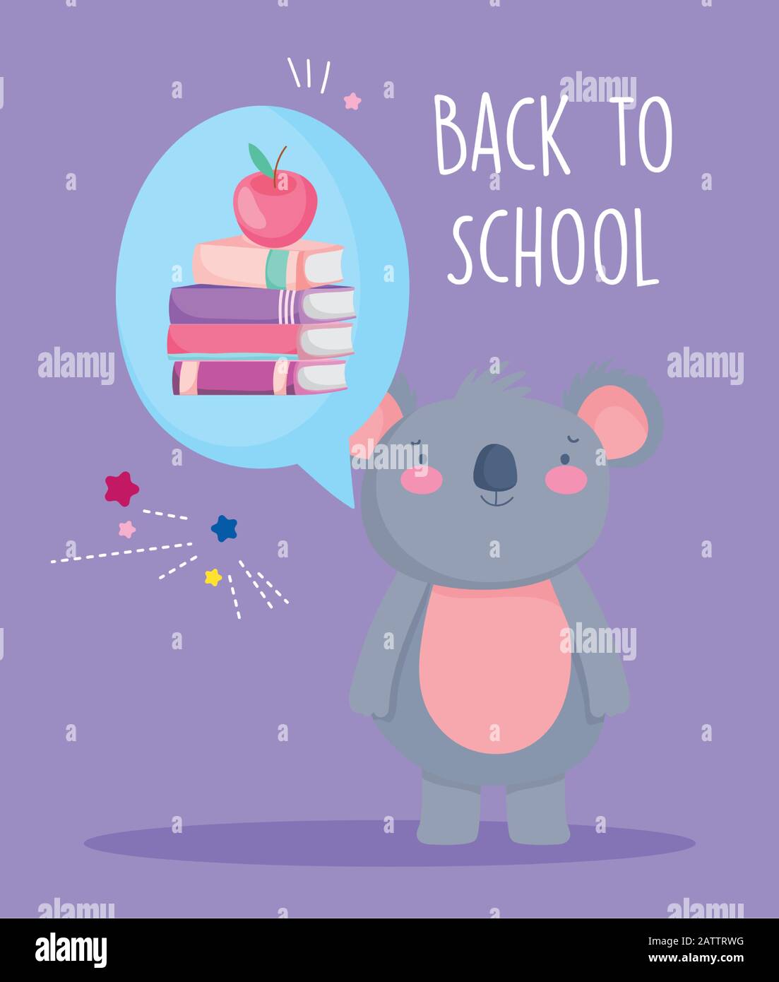 back to school education cute koala think books and apple cartoon ...